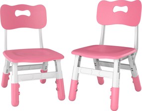 AIYAPLAY dětská židle k psacímu stolu, 2kusová sada, výškově nastavitelná 26-30 cm, ergonomické opěradlo, bez područek pro 1,5–8 let, růžová