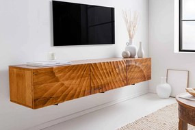 Designový závěsný TV stolek Shayla 160 cm hnědé mango - otevřené balení