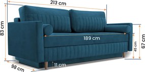 IDZ Rozkládací pohovka SIENA, 213 cm Barva látky: Grafit (Cloud 97)