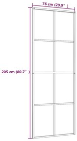 vidaXL Posuvné dveře hliník a ESG sklo 76 x 205 cm černé