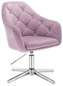 LuxuryForm DESIGN Otočné křeslo ANDORA VELUR na stříbrném kříži - levandule