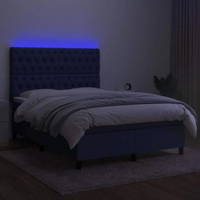 Box spring postel s matrací a LED modrá 140x200 cm textil 3135123