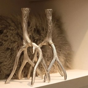 Stříbrný raw svícen stojící paroží Antlers - 14*11*24cm