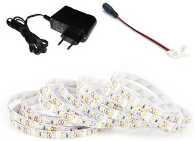 ECOLIGHT LED pásek - 1m - 120LED/m - 9,6W/m - 700Lm - IP20 - studená bílá - SADA ZDROJ + KONEKTOR