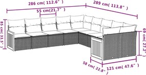 10dílná zahradní sedací souprava s polštáři černá polyratan 3228031
