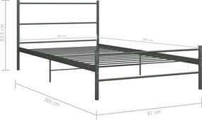 vidaXL Rám postele kovový 90 x 200 cm [286493] Barva: Šedá