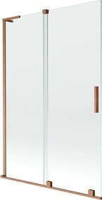 Mexen Velar L, 2-křídlová posuvná vanová zástěna 120 x 150 cm, 8mm čiré sklo, měděná matná, 896-120-003-01-65