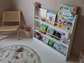 Dětský Montessori regál se 3 prostornými policemi BOOKWORM bílý