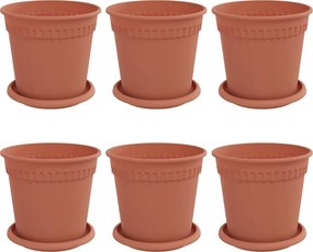 Květináče 6 ks Cihlově červená Plast 3403256