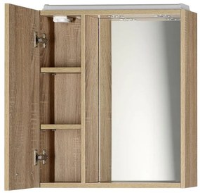 Aqualine ZOJA/KERAMIA FRESH galerka s LED osvětlením, 60x60x14cm,dub platin , levá