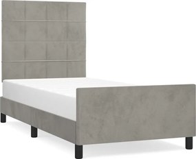 Rám postele bez matrace světle šedá 80 x 200 cm samet 3125721