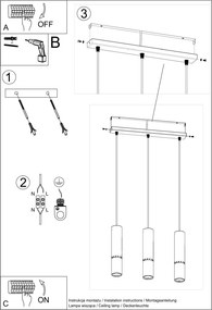 Sollux Lighting Závěsné svítidlo LOOPEZ 3L černé/zlaté