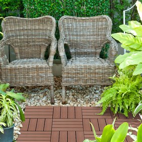 Outsunny Sada 11 kusů venkovních dlaždic 30x30 cm 1 m² Zahradní exteriérové podlahy Nelučící a voděodolné Snadná instalace pro zahradní terasu a balk…