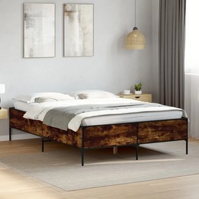 Rám postele kouřový dub 120 x 200 cm kompozitní dřevo a kov 3279804