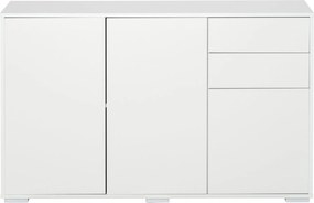 HOMCOM Komoda se 2 šuplíky a 3 dvířky, nastavitelné police, úložná skříňka pro ložnici a obývací pokoj 117 x 36 x 74 cm Bílá | Aosom