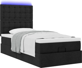 Osmanská postel s matrací &amp; LED černá 80x200cm látka 3314129