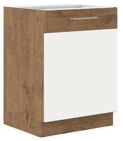 Spodní kuchyňská skříňka Woodline 60 D 1F BB, Barva: Dub lancelot / bíly lesk