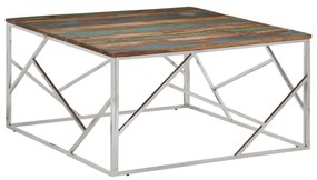 Konferenční stolek stříbrný nerezová ocel a recyklované dřevo