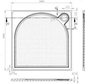 Gelco LARCA sprchová vanička z litého mramoru čtverec 100 x 100 cm PL001