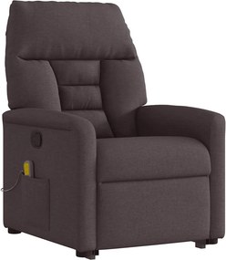 Zvedací masážní polohovací křeslo tmavě hnědé textil 3303047