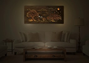Li-Go "Čtyři duby" světelný obraz 230V 130x60 cm provedení povrchu: bříza