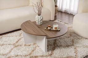 Designový konferenční stolek Baltenis 90 cm vzor ořech / bílý