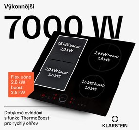 Klarstein Delicatessa 60 Hybrid, indukční varná deska, 7000 W, 4 zóny, černá