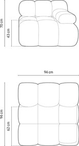 Zelený modul pohovky z textilie bouclé (pravý roh) Bellis – Micadoni Home