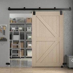 HOMCOM Sada kování pro posuvné dveře 244 cm černá pro jednokřídlé dveře s velkou nosností