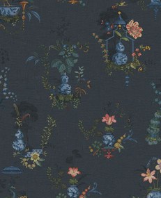 Modrá vliesová tapeta na zeď, květiny, pávi, 333145  PipStudio 6, Eijffinger