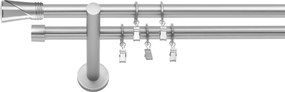 Dvouřadá moderní garnýž Duncan 19 mm matný chrom 180 cm