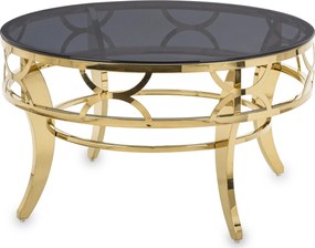 Konferenční stolek zlatý kouřové sklo 138587