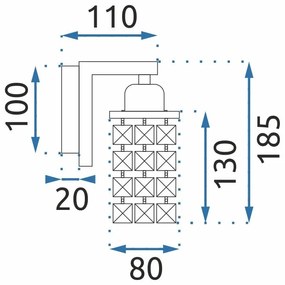 Toolight Křišťálové kovové nástěnné svítidlo APP543-1W CHROM