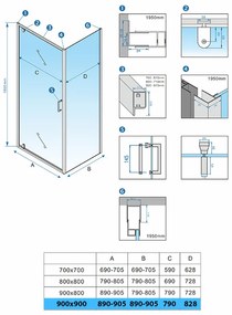 BPS-koupelny Čtvercový sprchový kout HYD-SK1390B 90x90 chrom/transparent + vanička HYD-SSV-RIKO černá