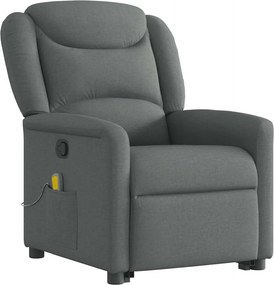 Zvedací masážní polohovací křeslo tmavě šedé textil 3303205