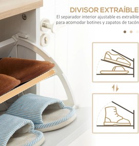 HOMCOM Moderní botník Úzký botníkový regál s 3 skládacími zásuvkami pro 12 párů obuvi a nastavitelnou policí pro předsíň 70x23,5x122 cm Bílý