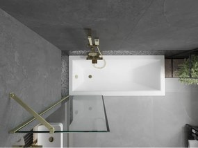 Mexen Next, 1-křídlová vanová zástěna 60 x 150 cm, 6mm čiré sklo - černý vzor, ​​zlatá matná, 895-060-000-00-70-55