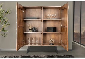 Massive home | Vysoká komoda HURRICANE 120cm 3D akátové dřevo hnědá