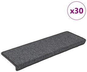 Schodové rohože 30 ks 65 x 21 x 4 cm tmavě šedé s obdélníkovým okrajem 3365777