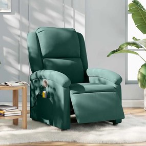 Elektrické masážní polohovací křeslo tmavě zelené samet 3204291