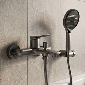 Rea Vision, nástěnná vanová baterie s ruční sprchovou soupravou, grafitová, REA-B6730