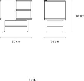 Černý/antracitový matný noční stolek s poličkami Nube – Teulat