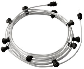 creative cables Hotový světelný řetěz LUMET 12,5 m je sestavený z 10 černých objímek, háčku a zástrčky Barva kabelu: Stříbrná - CM02