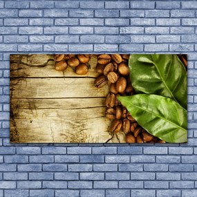 akrylový obraz Zrnka Káva Listy Kuchyně 120x60 cm