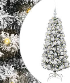 Umělý Skládací Vánoční Strom 150 LED Zelená a bílá 120 cm 3395580