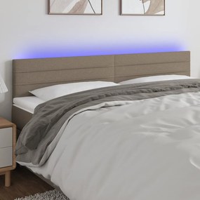 Čelo postele s LED taupe 200x5x78/88 cm textil