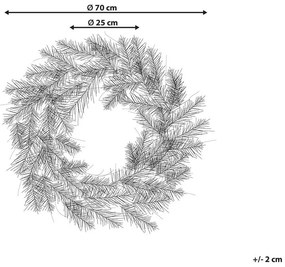 Zasněžený vánoční věnec ⌀ 70 cm bílý SUNDO Beliani
