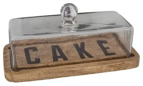 Dřevěný podnos na dort se skleněným poklopem Antic Line Cake