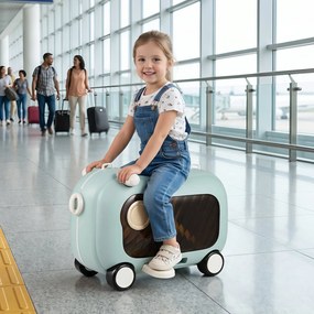 Costway Pojízdný batolecí kufr s kolečky, vyklápěcími bočními pedály a sedátkem