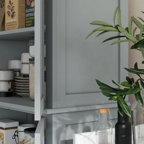 HOMCOM Kuchyňský Skříňový Buffet Skladovací Skříň Moderní Styl s Nastavitelnými Policemi pro Jídelnu a Obývací Pokoj, 76 x 40,5 x 184 cm, Šedá